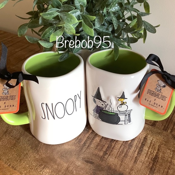 Rae Dunn | Kitchen | Rae Dunn Peanuts Snoopy Mug Double Sided Set Of 2 ...